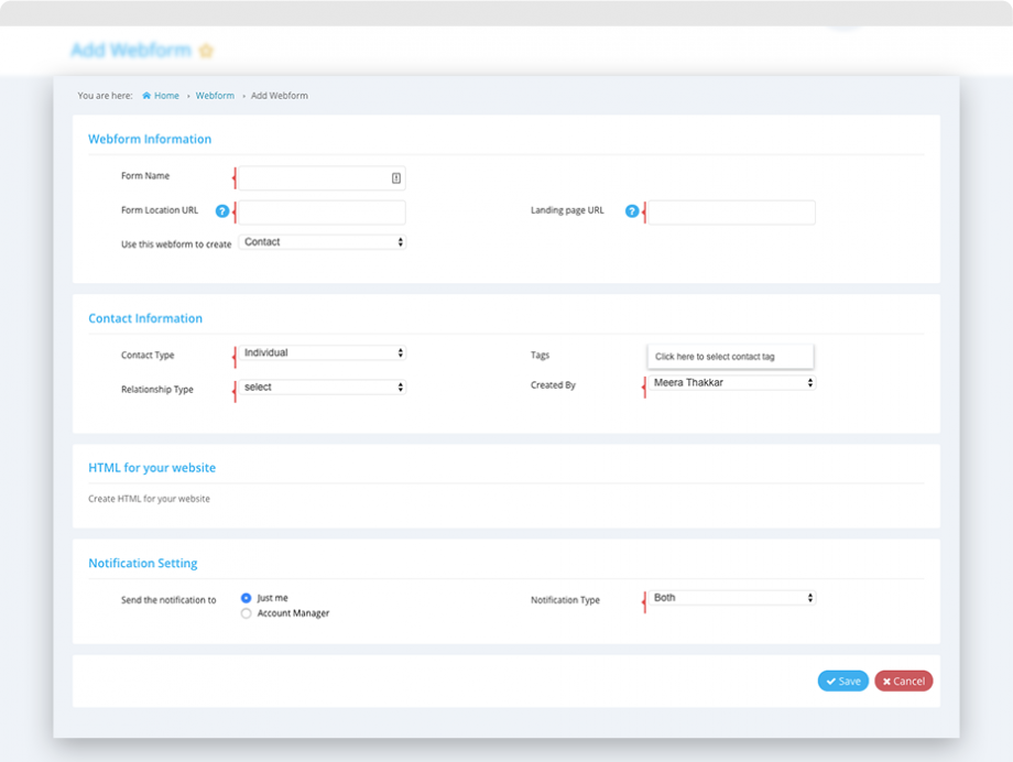 How can you assign enquiries generated from webform on your website